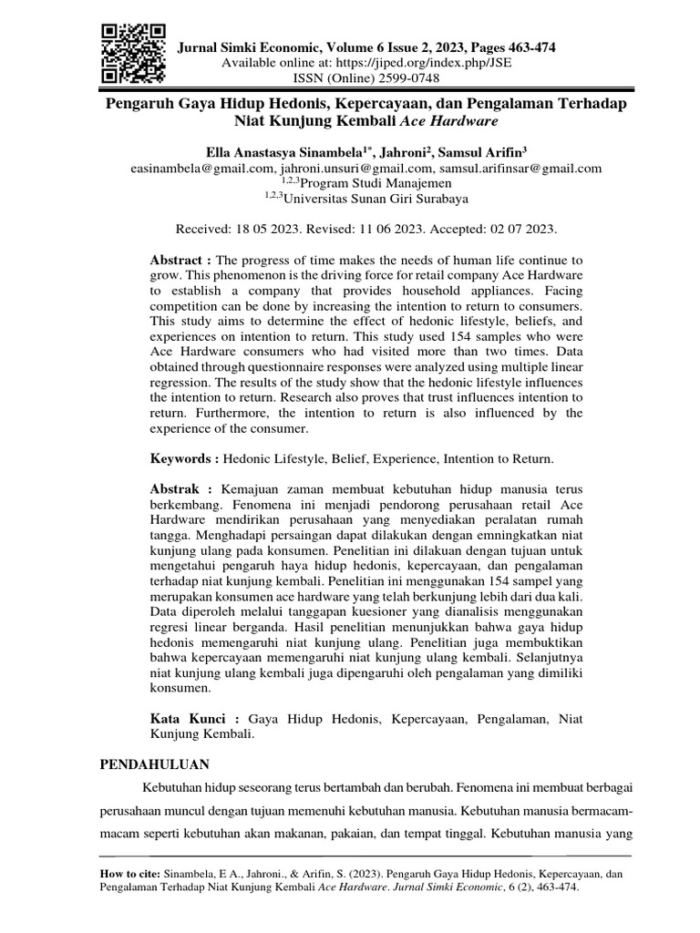 Pengaruh Gaya Hidup Hedonis Kepercayaan Dan Pengal | PDF | Bisnis