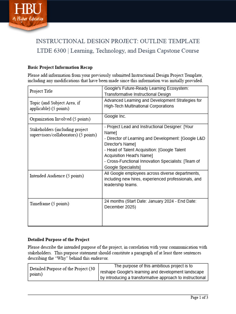 Instructional Design Outline | PDF | Goal | Instructional Design