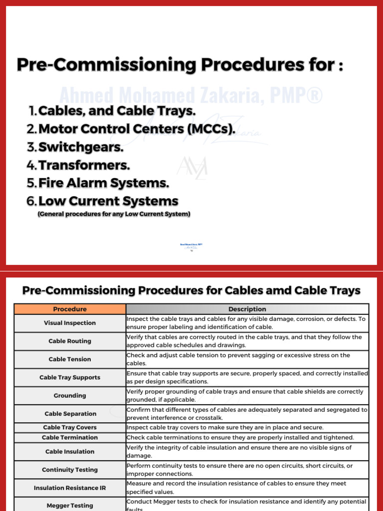 Pre-Commissioning Procedures | PDF | Transformer | Security Alarm