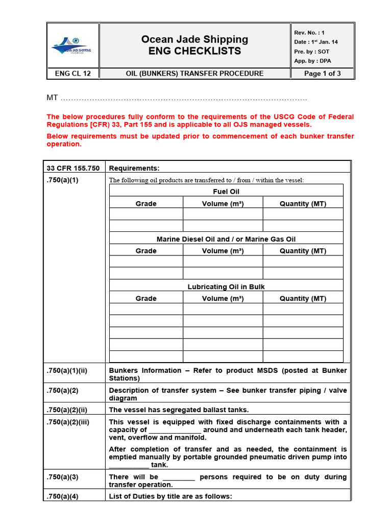 Oil Transfer Procedure Compliance | PDF | Home & Garden