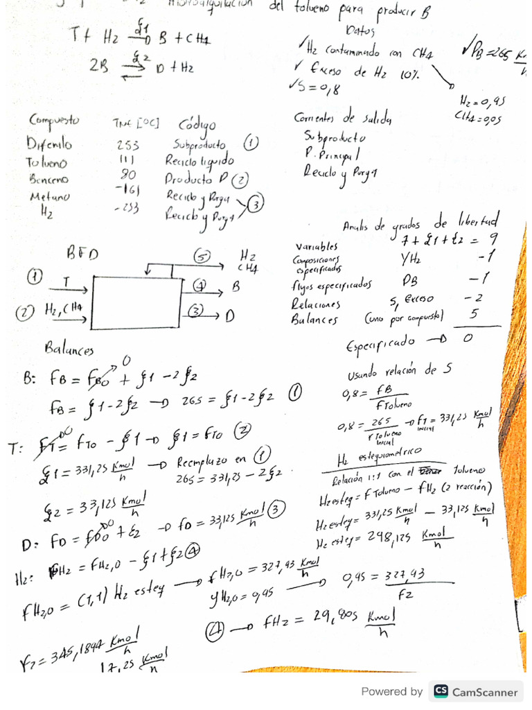 Balance de Masa en Diagrama BFD | PDF
