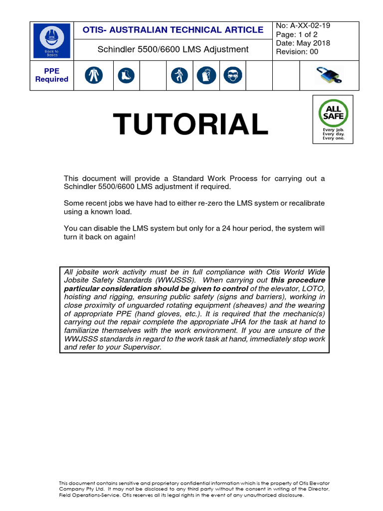 5500-6600 LMS Adjustment | PDF | Elevator | Personal Protective Equipment