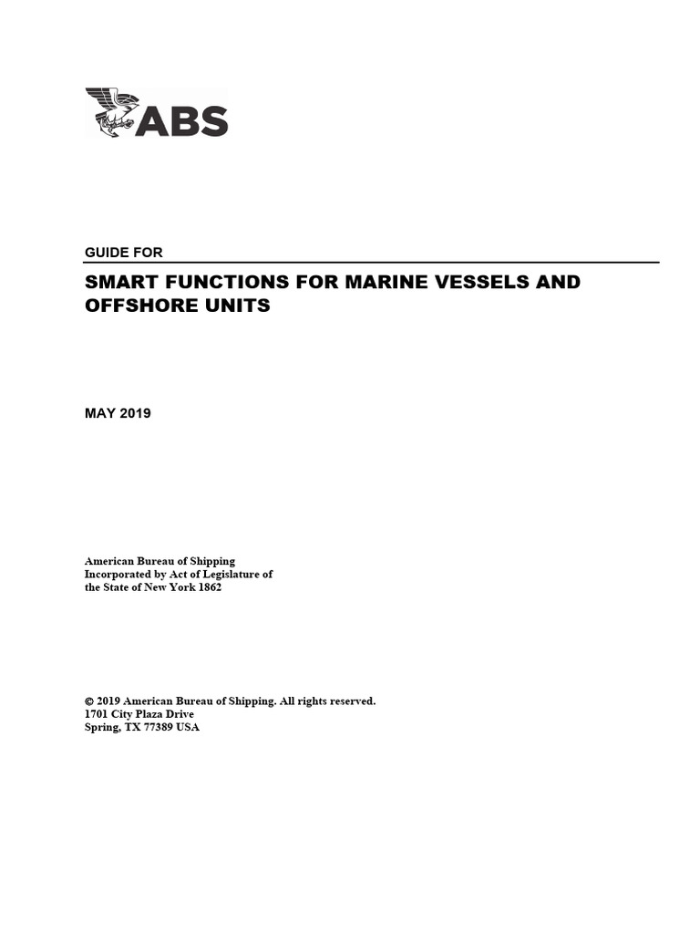 ABS Smart Functions For Marine Vessels and Offshore Units 2019 05 | PDF ...