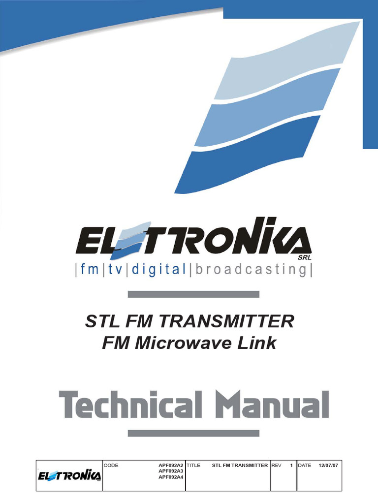Mizar STL FM Transmitter Technical Manual 200-300-400 Rev1.0 | PDF | Frequency Modulation ...