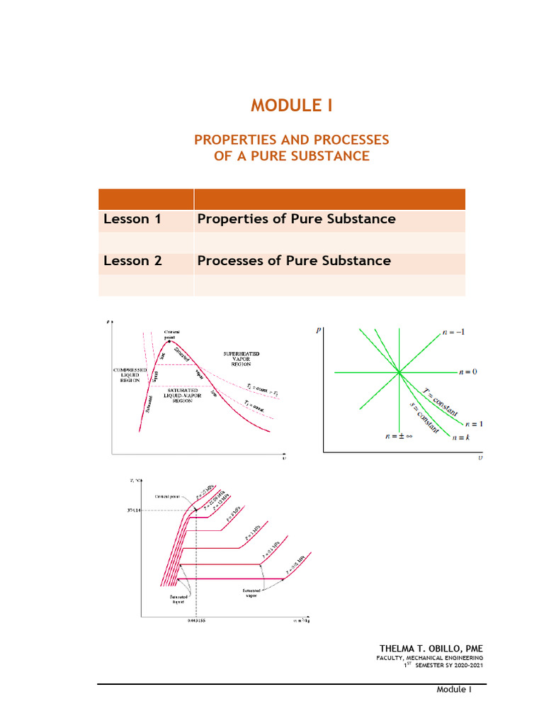 MEFC104 Properties & Processes of Pure Substances | PDF