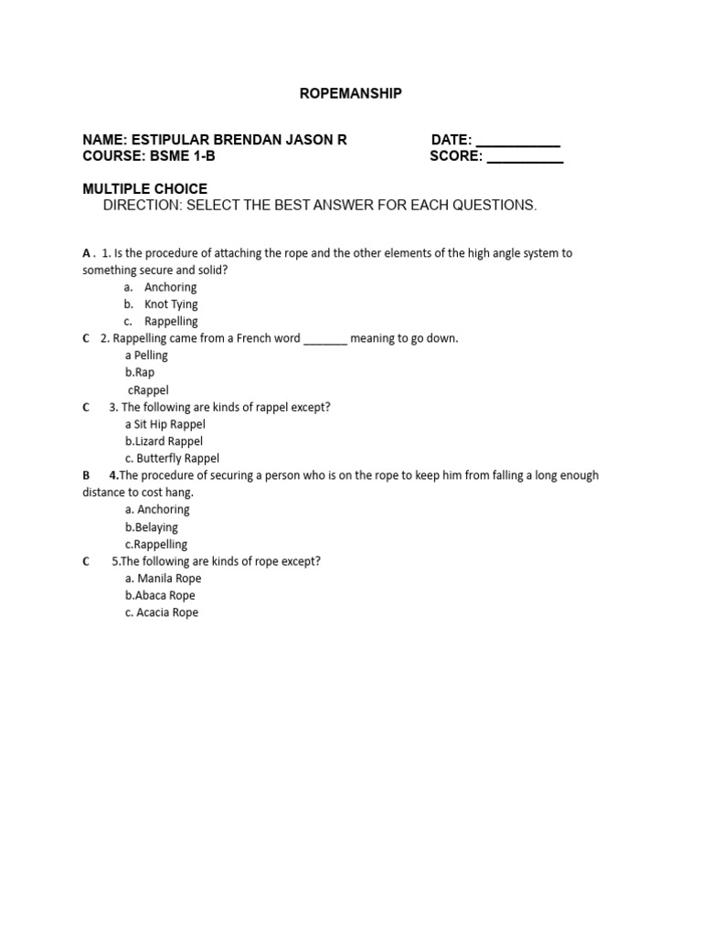 Ropemanship Activity | PDF