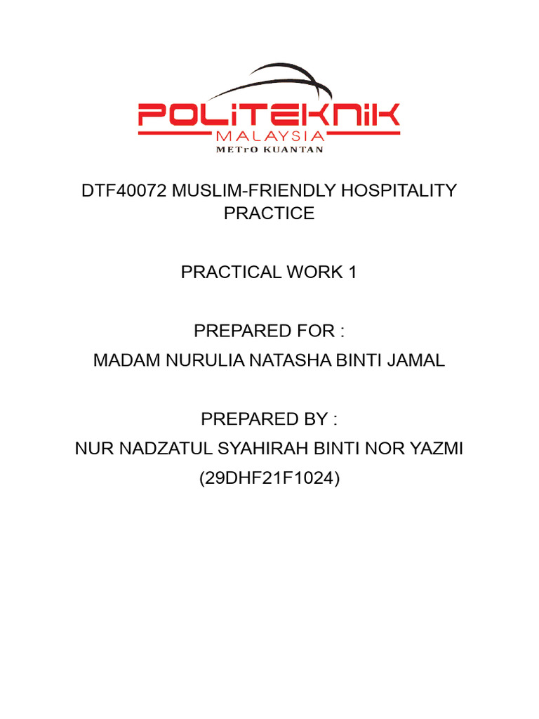 Practical Work 1 Syaa Muslim Friendly | PDF | Career & Growth | Wellness