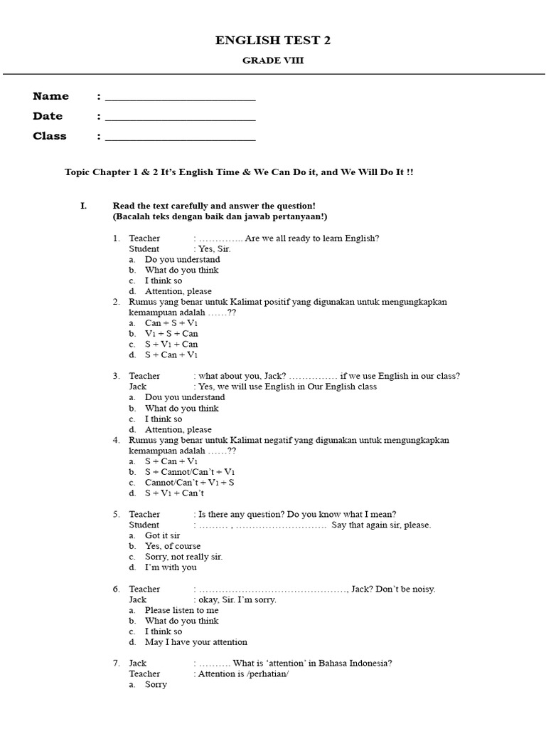 English Test 1 | PDF