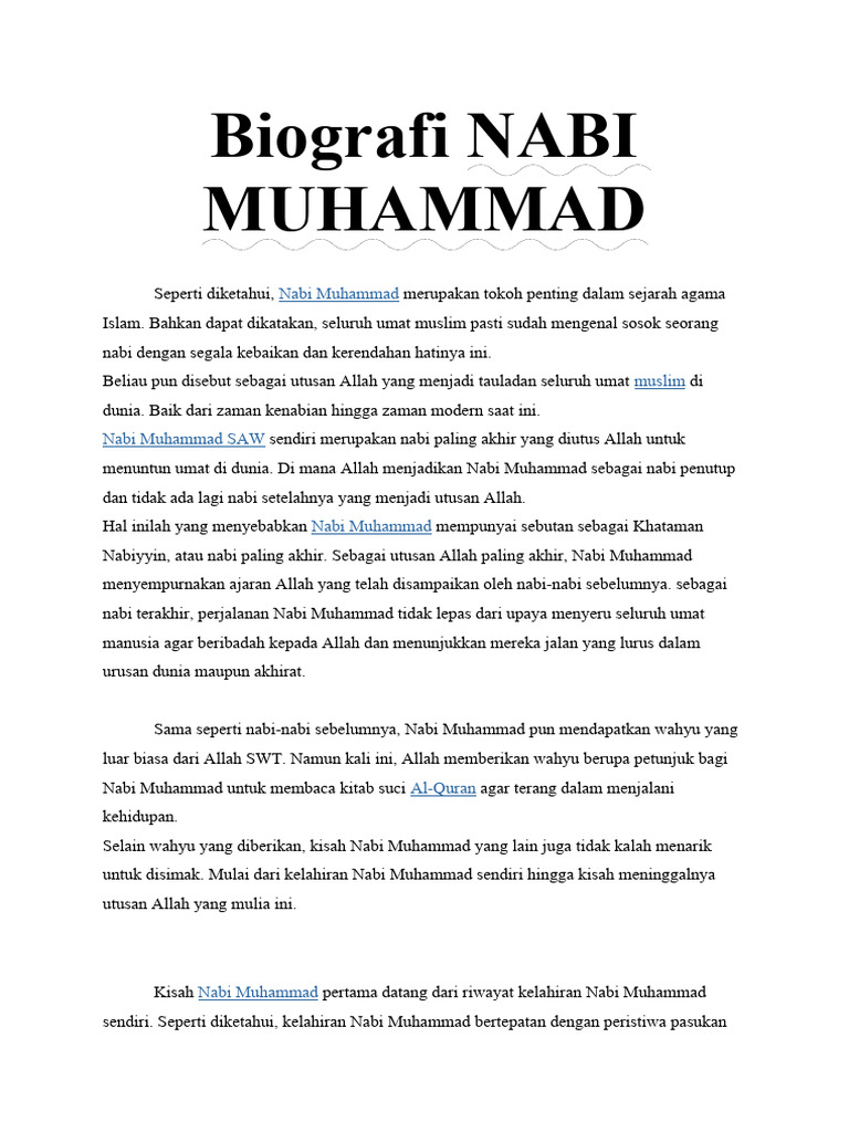 Biografi Singkat Nabi Muhammad SAW | PDF