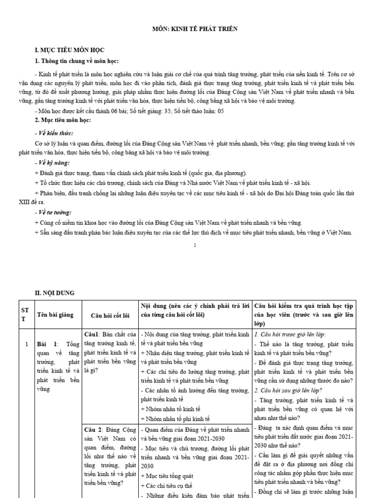 10. De cuong mon KTPT | PDF