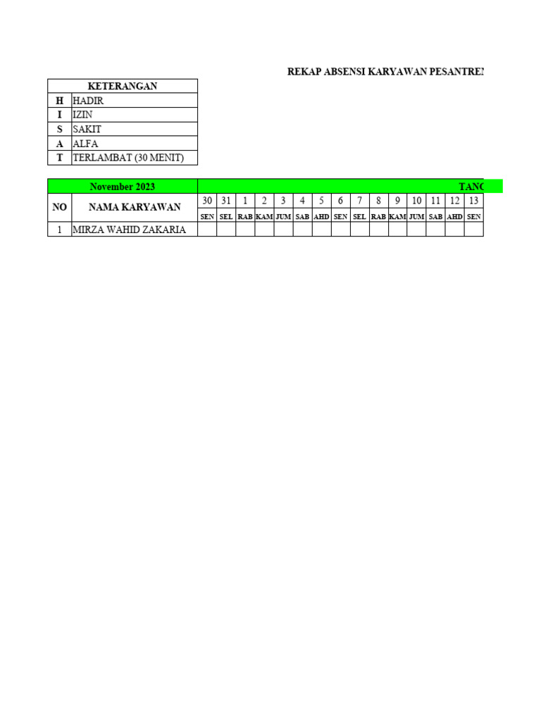 Rekap Absensi Karyawan | PDF