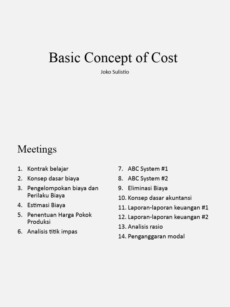 Pertemuan Ke 2 Basic Concept of Cost | PDF | Cost Accounting | Strategic Management
