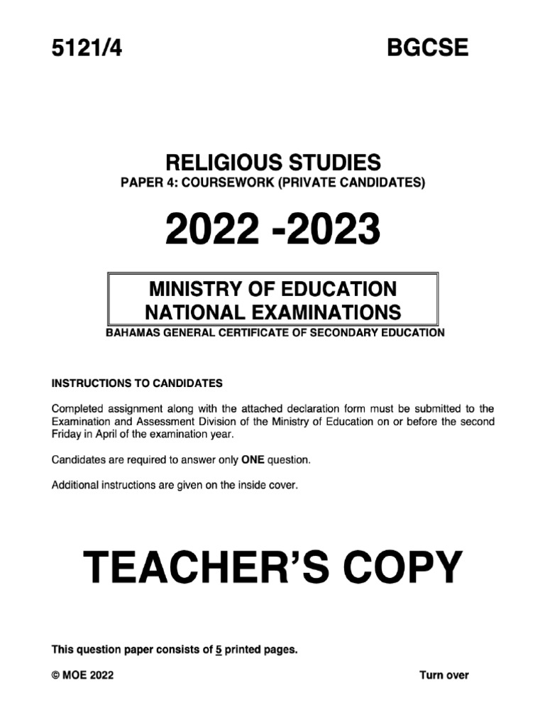 2023 Coursework BGCSE Religion | PDF