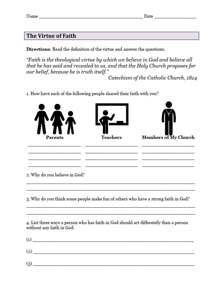 Catholic Virtues Worksheet for Kids | PDF | Courage | Faith
