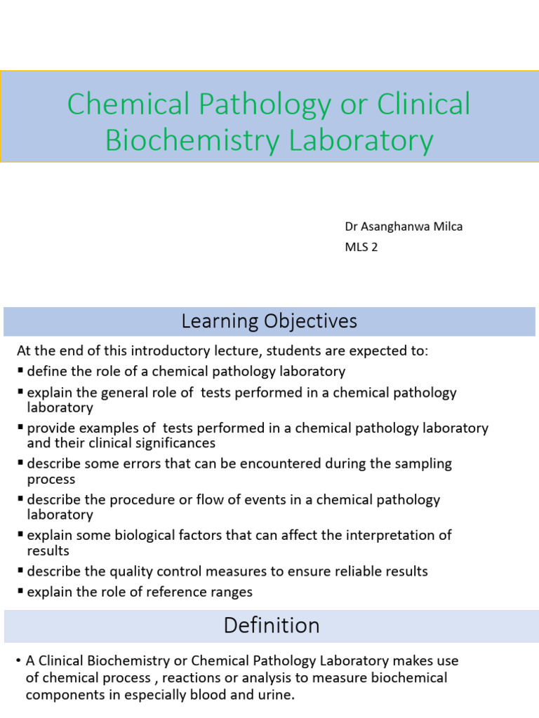 Introduction to Chemical Pathology Lab | PDF | Alanine Transaminase ...