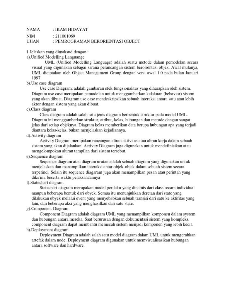 Pemodelan UML dalam Pemrograman OOP | PDF | Metode & Bahan Ajar ...