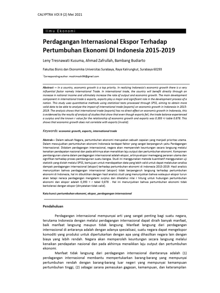 Perdagangan Internasional Dan Pertumbuhan Ekonomi Pdf Politik