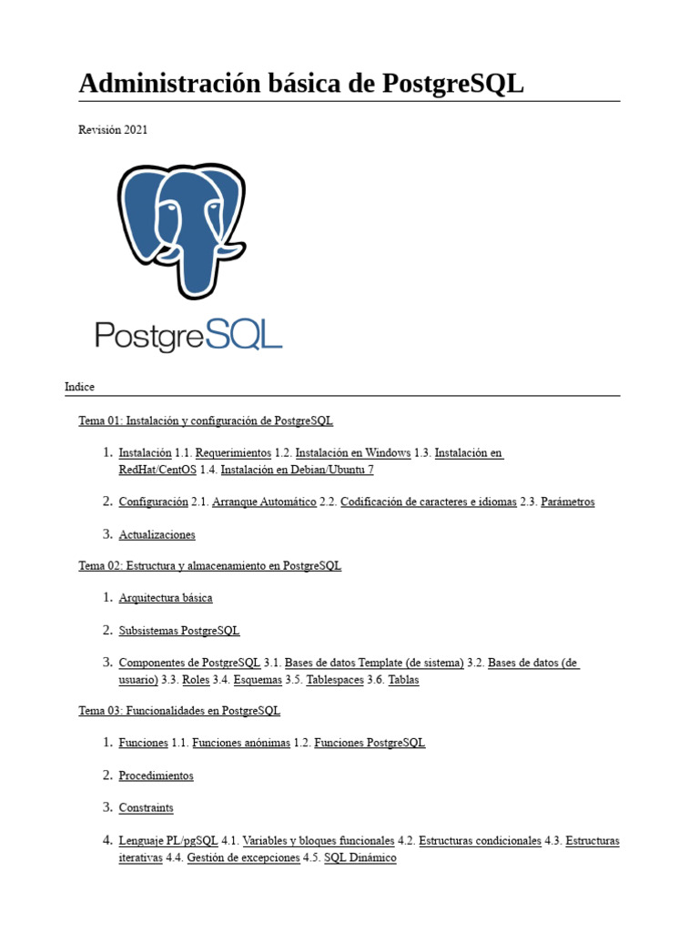 guiaADM PostgreSql | PDF | SQL | Tecnologías de la información