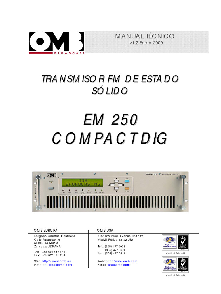 Manual Tecnico TX OMB EM 250 COMPACT DIG | PDF | Ingenieria Eléctrica ...