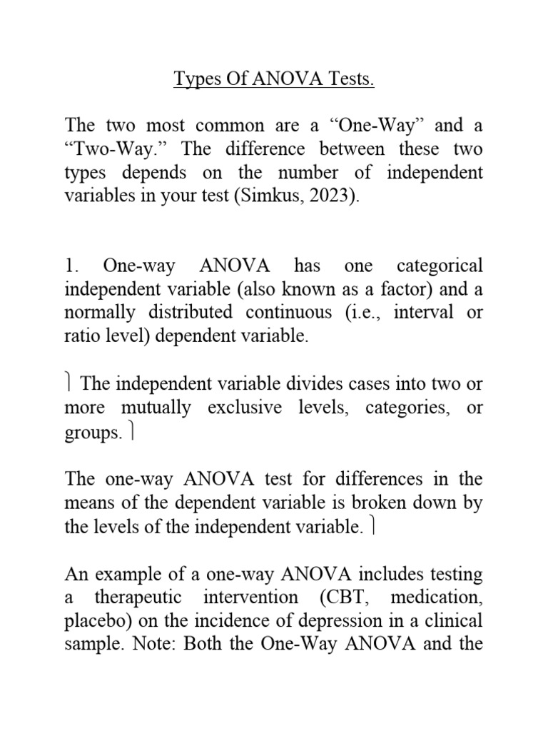 Types of Anova Tests - Methods of Criminologial Research | PDF