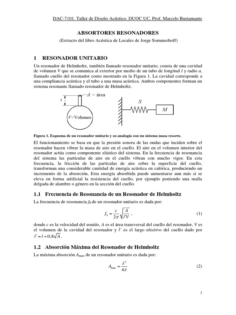 Diseño de Resonadores de Helmholtz | PDF | Frecuencia | Sonido