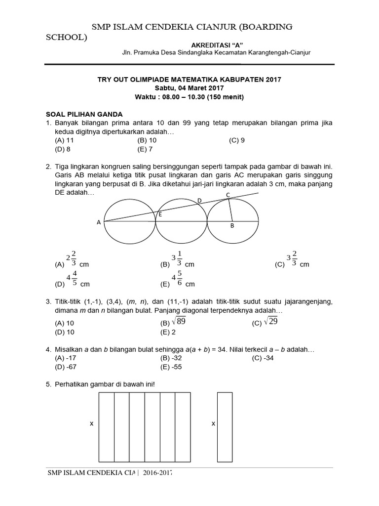 Soal Try Out Olimpiade Math SMP | PDF