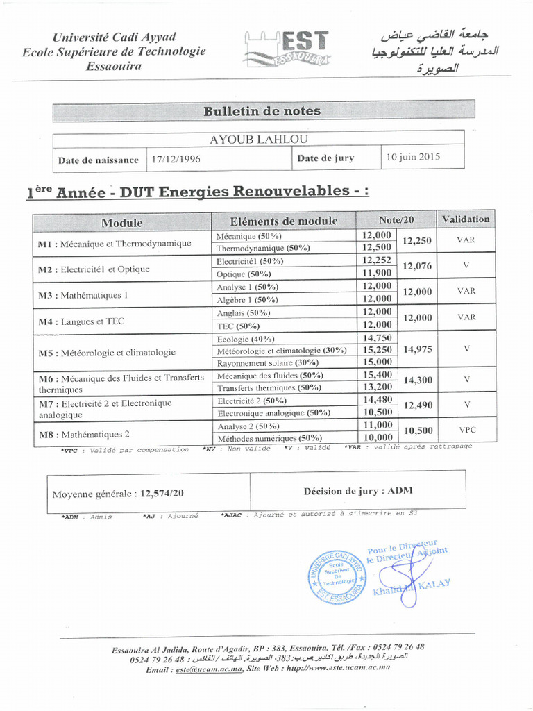 Releves de Notes | PDF