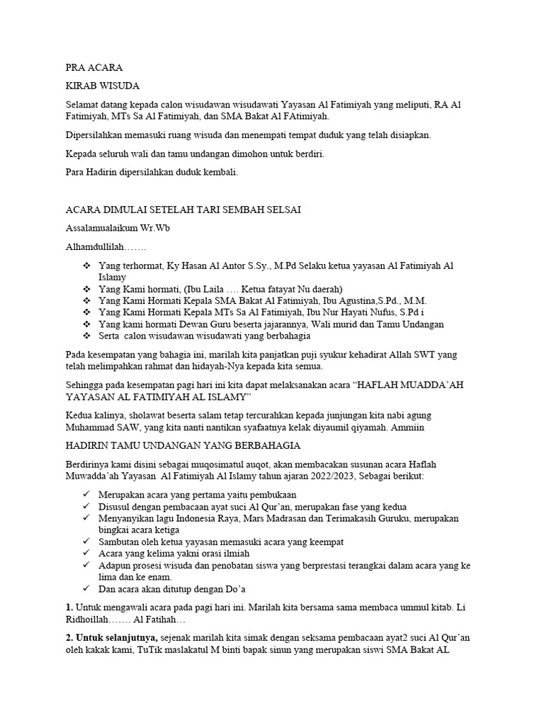 Teks MC Haflah 2023 | PDF