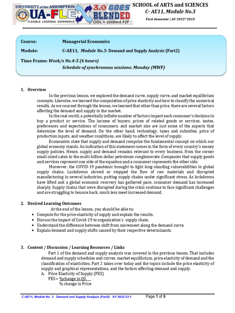 Demand & Supply Analysis Module | PDF | Supply (Economics) | Demand