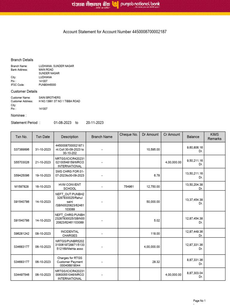 OpTransactionHistory20 11 2023 | PDF | Cheque | Banks