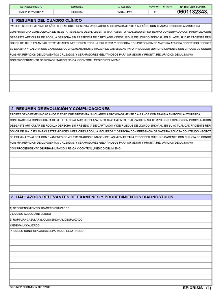 Form. 006 EPICRISIS | PDF