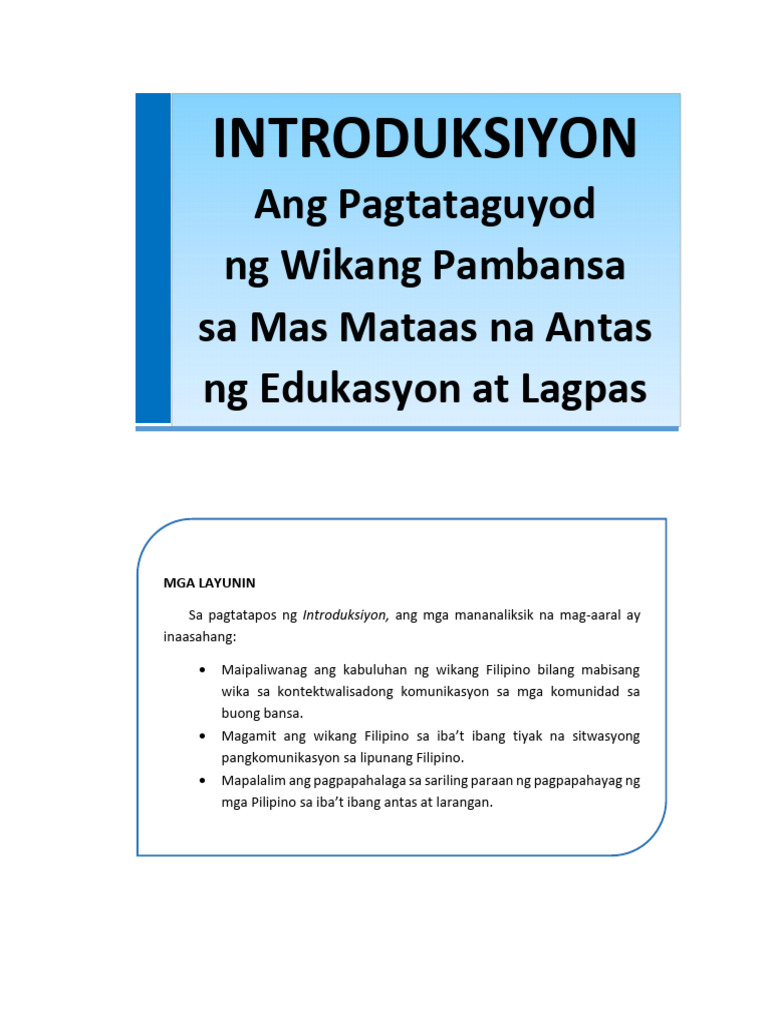 Filipino 1 Module 105840 | PDF