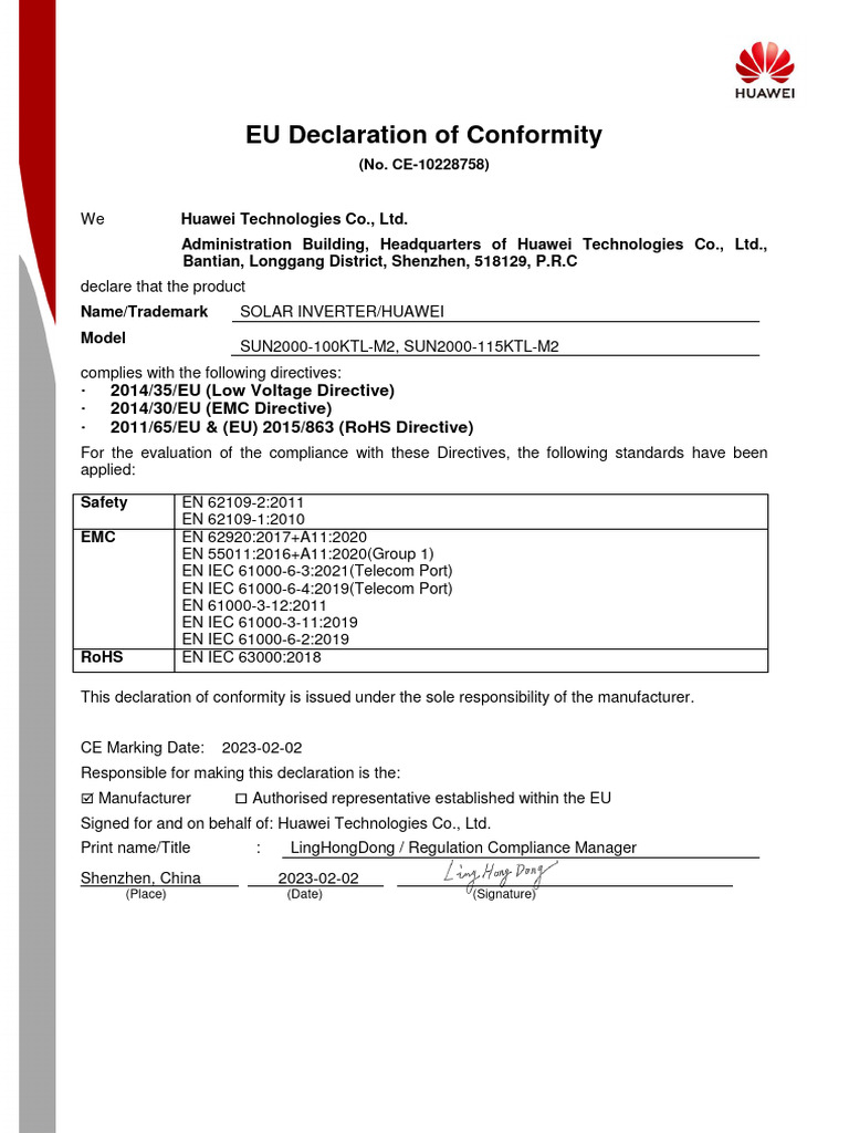 SUN2000-100M2_115M2 CE DOC_HW_20230202 | PDF