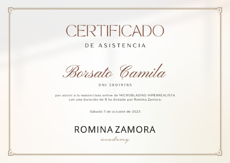 Certificado Masterclass Borsato | PDF