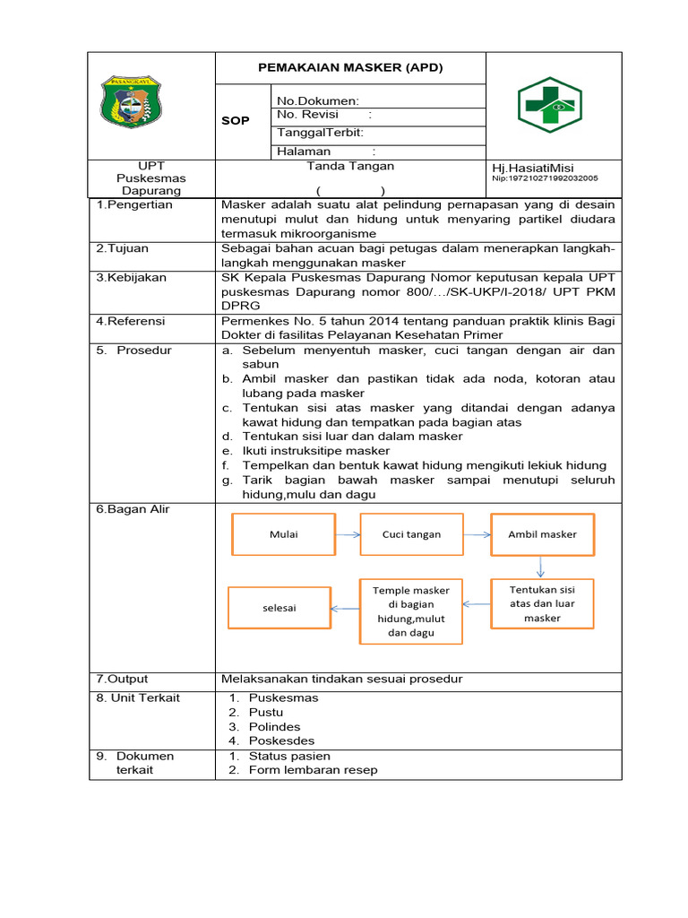Sop Pemasangan Masker | PDF | Pengembangan Diri | Sains & Matematika