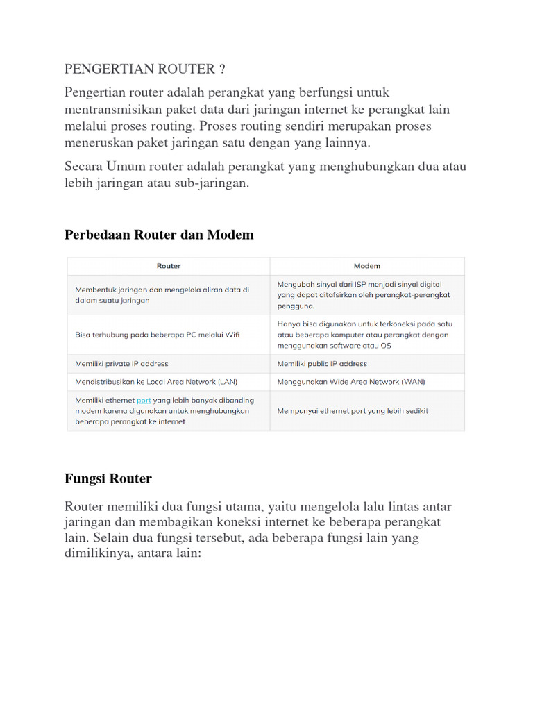 Pengertian Router | PDF