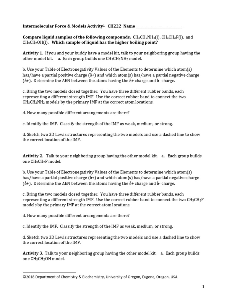 Imf Models Activity Sheet | PDF | Atoms | Chemical Compounds