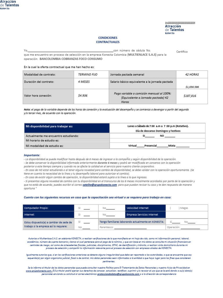 Condiciones Contractuales | PDF | Internet | Economias