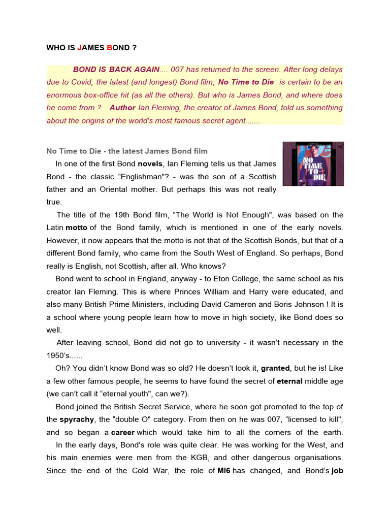 Bond Text | PDF | James Bond | Ian Fleming