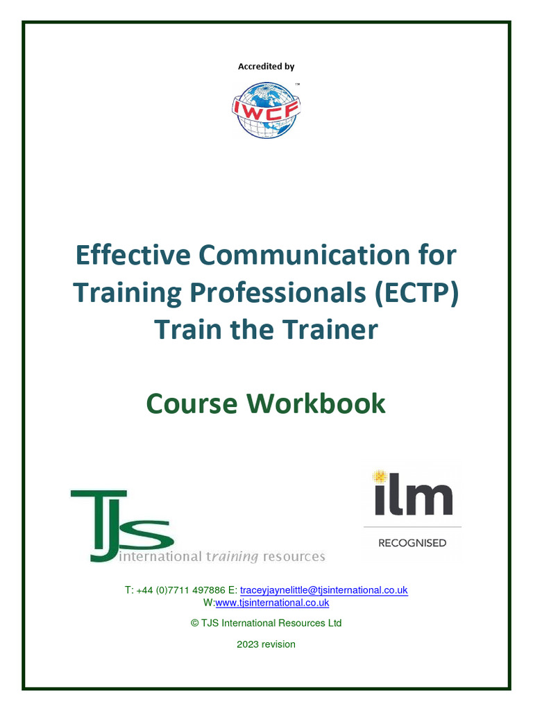ECTP Train the Trainer Course Workbook | PDF | Learning | Nonverbal ...
