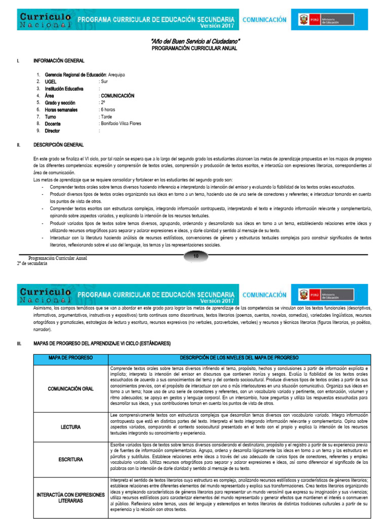 Programaci N Anual Con Las Rutas de Aprendizaje - Segundo | PDF ...