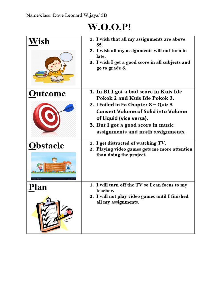 WOOP Goal Setting GR 5 1 | PDF