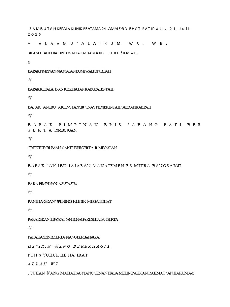 Sambutan Kepala Klinik Akreditasi | PDF | Ilmu Sosial