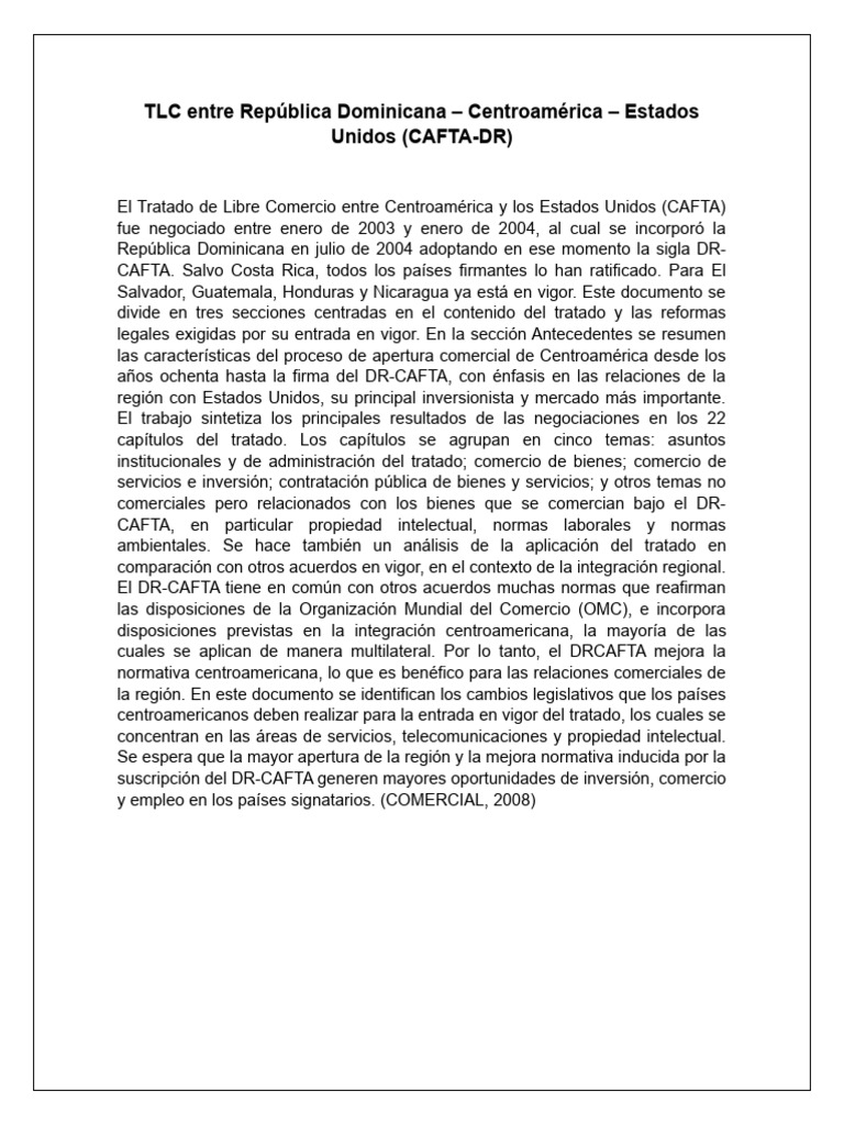 TLC CAFTA-DR y su impacto en El Salvador | PDF | Organización de ...