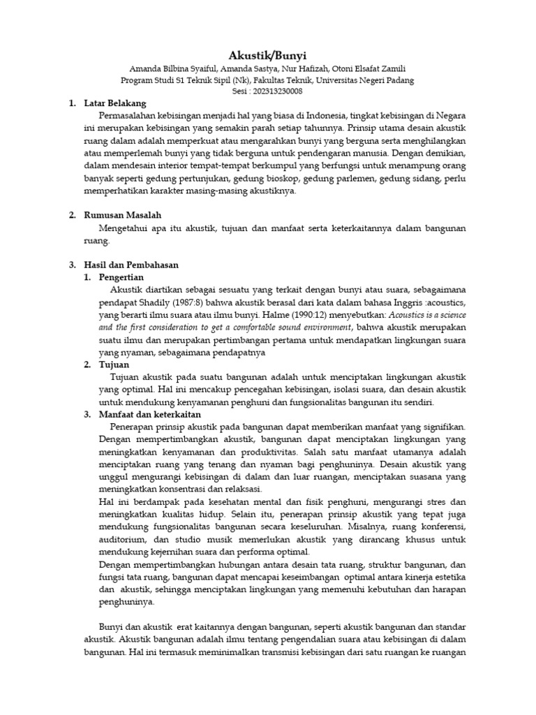 Prinsip Akustik dalam Desain Bangunan | PDF | Seni
