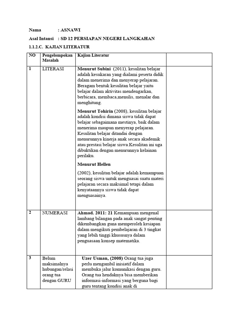 1.1.2.c. Ruang Kolaborasi - Eksplorasi Penyebab Masalah - Kajian LiteraturForum | PDF