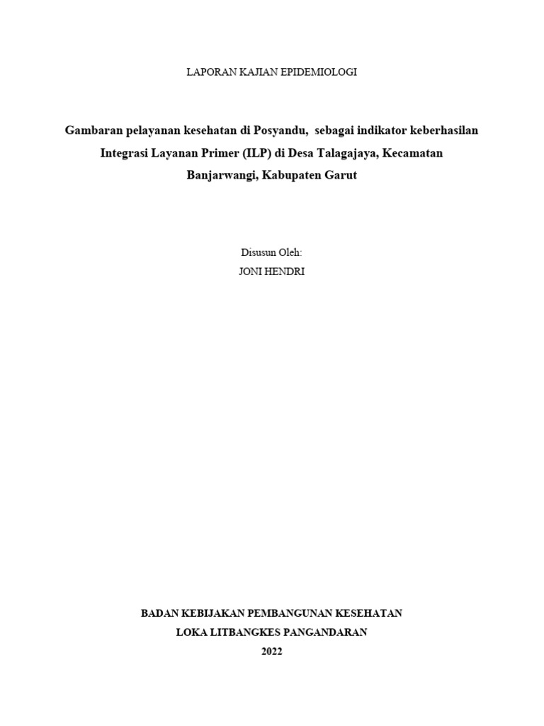 Laporan Kajian - Gambaran ILP Posyandu | PDF