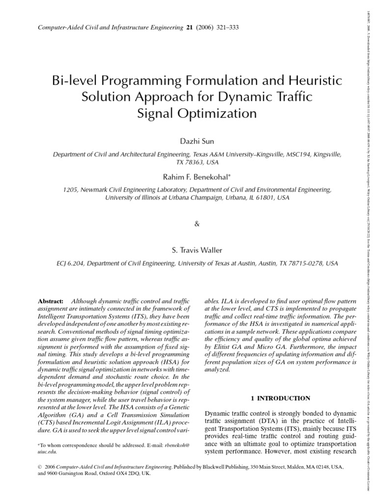 Bilevel Programming Formulation and Heuristic Solution Approach For Dynamic | PDF