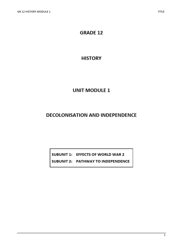 GR 12.history - Unit1 | PDF | British Empire | Colonialism