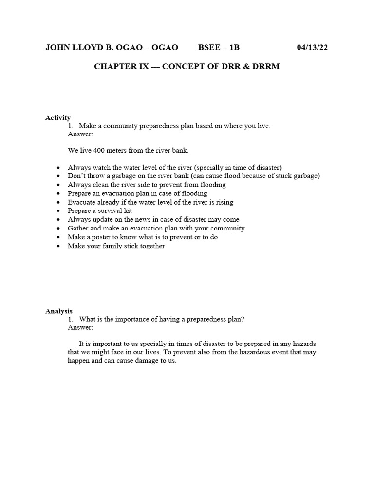 DRR Chapter 9 | PDF | Wellness